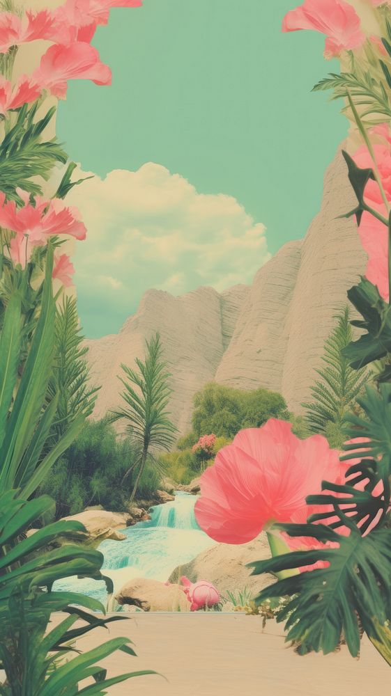 Oasis art outdoors painting. | Free Photo Illustration - rawpixel