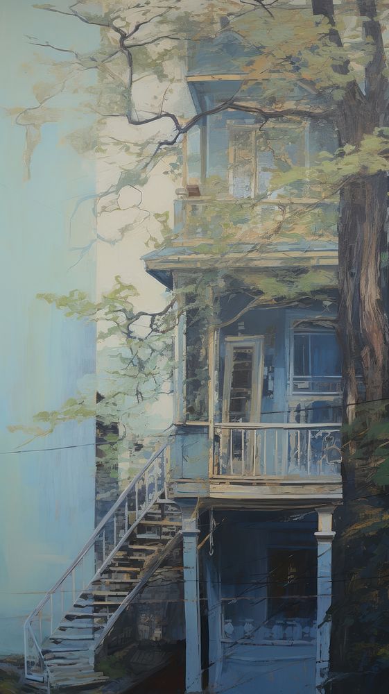 Acrylic paint house architecture staircase | Free Photo Illustration ...