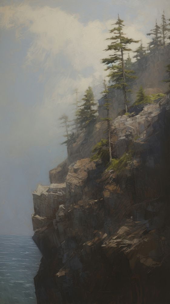 Cliff tree landscape outdoors. | Free Photo Illustration - rawpixel