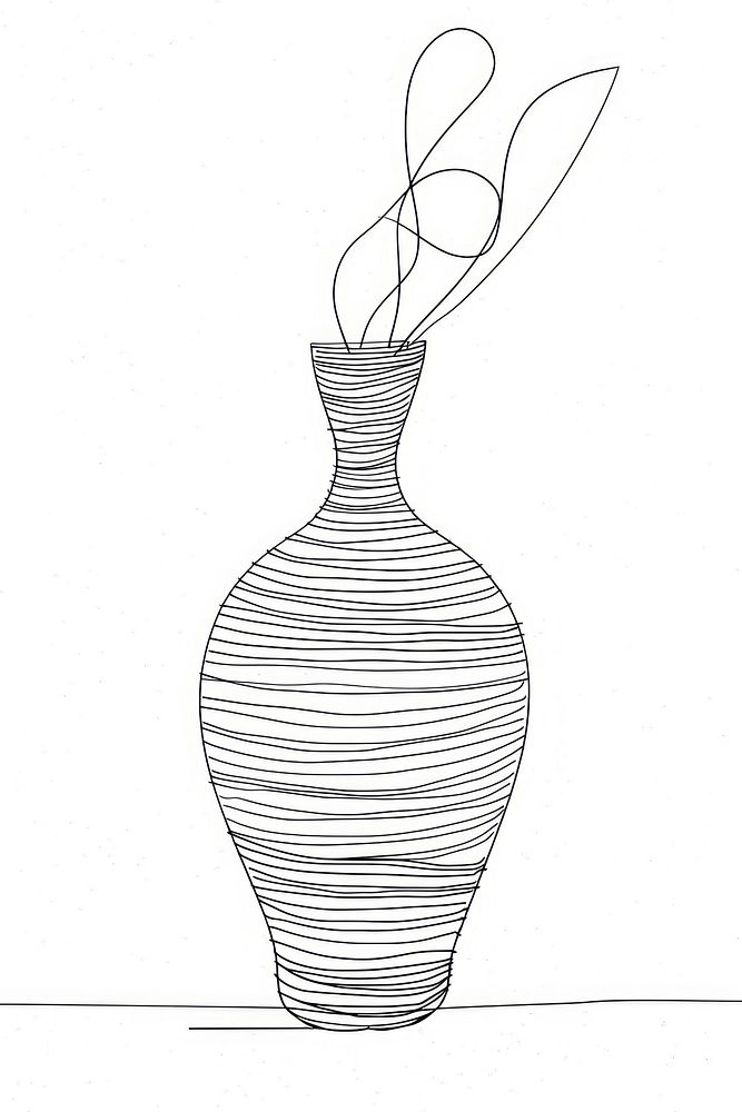 Continuous line drawing vase art | Free Photo Illustration - rawpixel