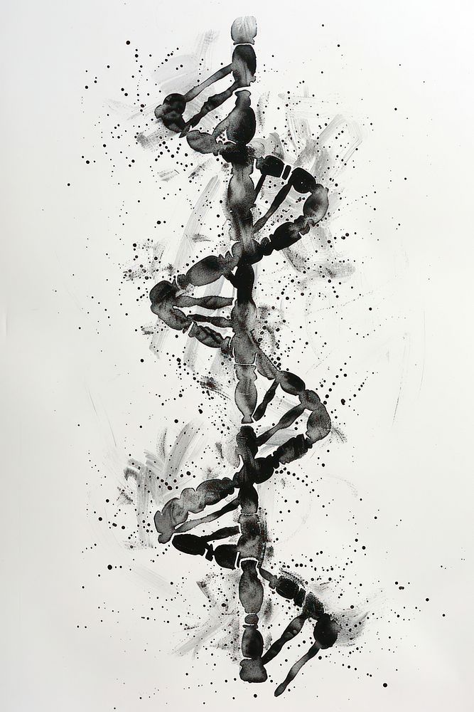 Monochromatic DNA drawing sketch art. | Free Photo Illustration - rawpixel