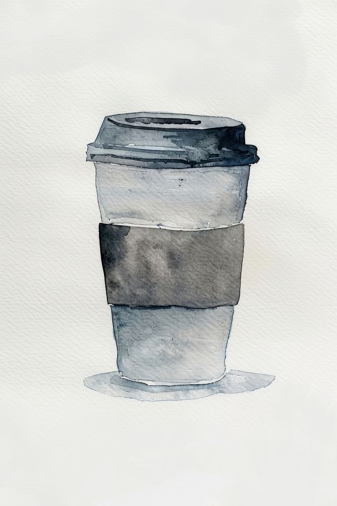 Monochromatic paper coffee cup drawing | Free Photo Illustration - rawpixel