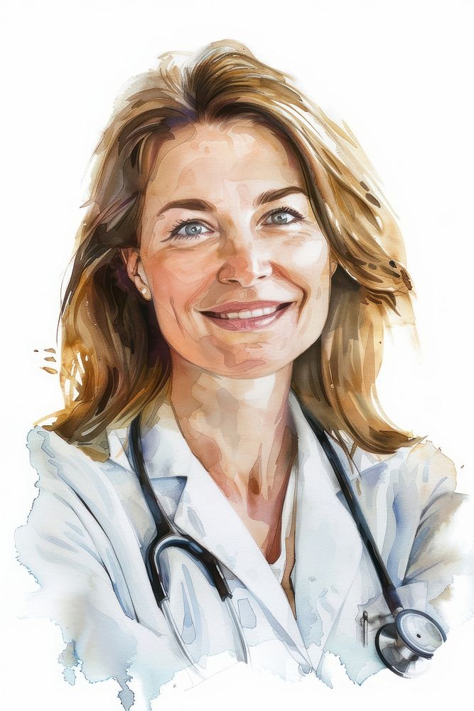 Smiling Medical Doctor Woman Stethoscope Premium Photo Illustration