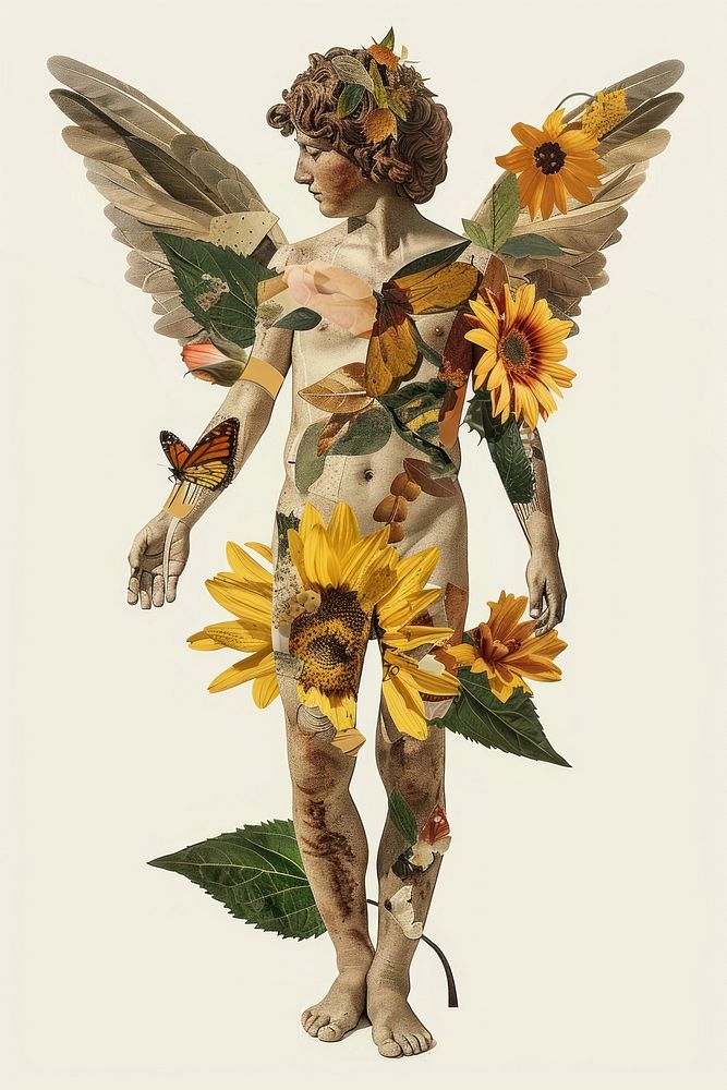 Sunflower Collage cupid sunflower pattern | Premium Photo Illustration ...