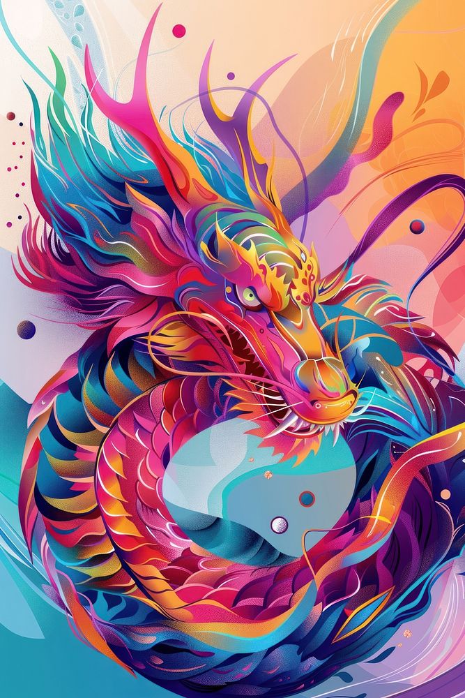 Colorful dragon contrast background art | Free Photo Illustration ...