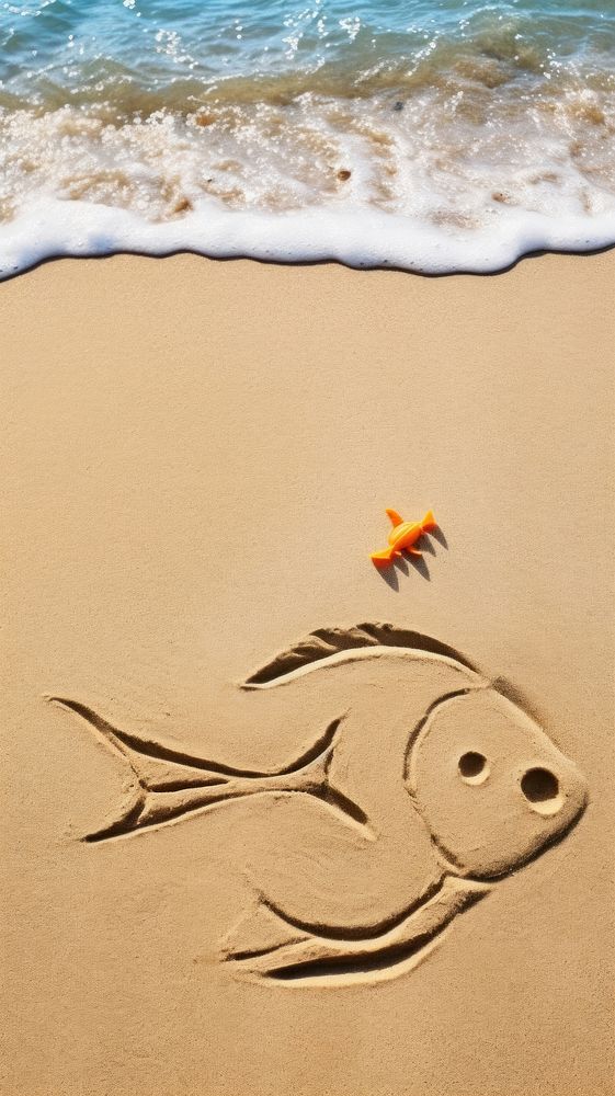 Fish doodle finger-drawing beach outdoors | Premium Photo - rawpixel