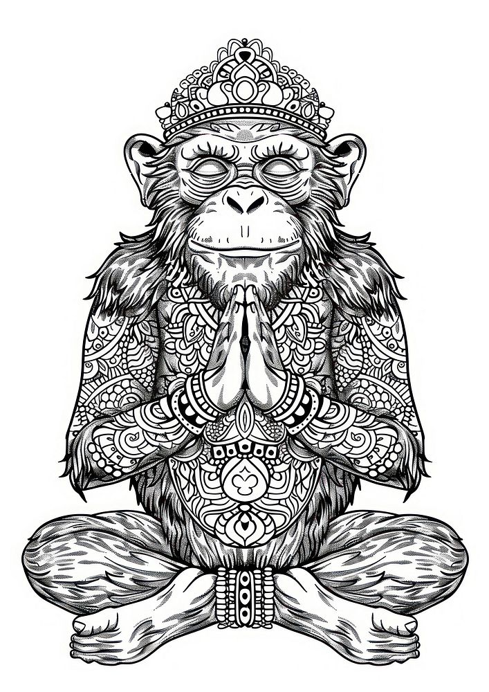 Monkey illustrated wildlife drawing. | Free Photo Illustration - rawpixel