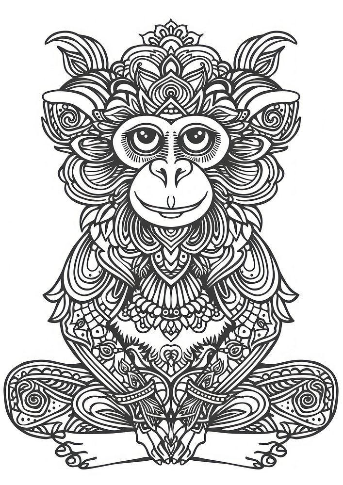 Monkey illustrated wildlife drawing. | Free Photo Illustration - rawpixel