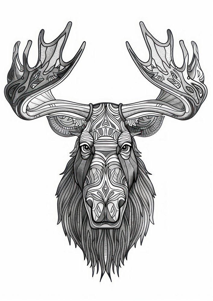 Moose illustrated wildlife drawing. | Free Photo Illustration - rawpixel