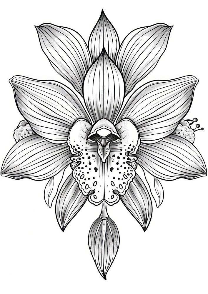 Orchid flower illustrated drawing blossom. | Free Photo Illustration ...