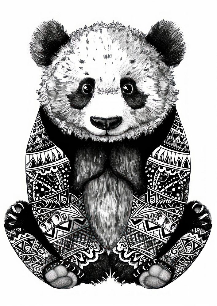 Panda illustrated wildlife drawing. | Free Photo Illustration - rawpixel