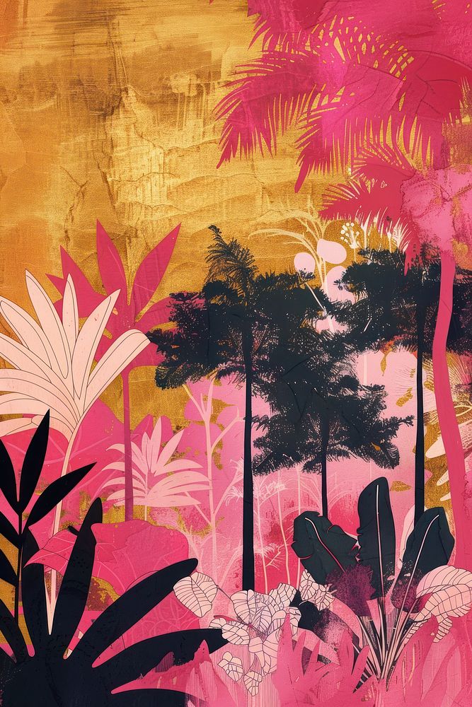 Vegetation painting graphics outdoors. | Free Photo Illustration - rawpixel