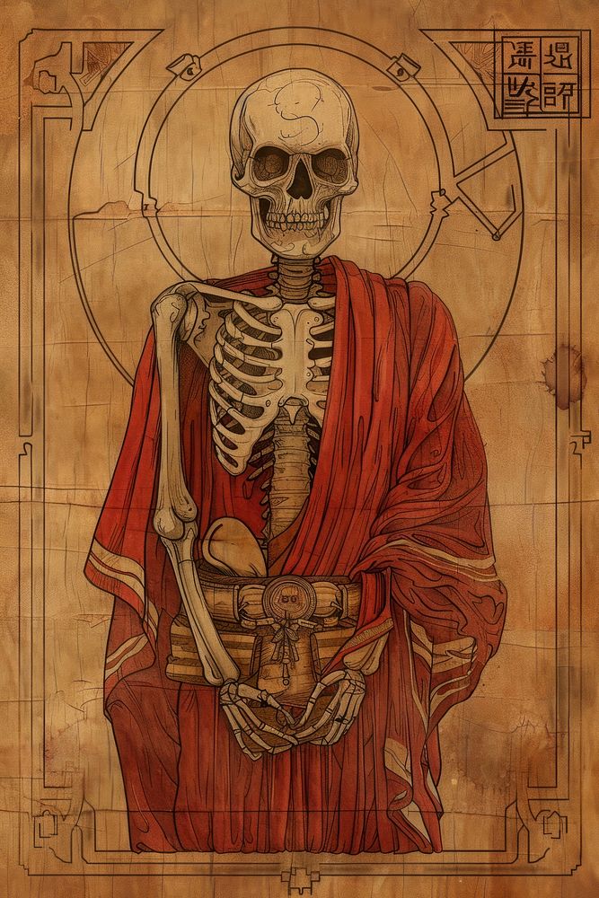Skeleton monk outfit painting art | Free Photo Illustration - rawpixel