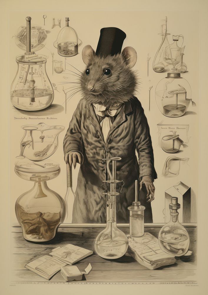 Rat scientist drawing illustrated clothing. | Free Photo Illustration ...