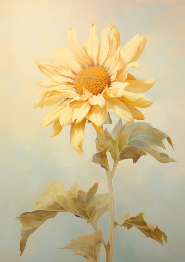 Close pale sunflower painting plant | Premium Photo Illustration - rawpixel