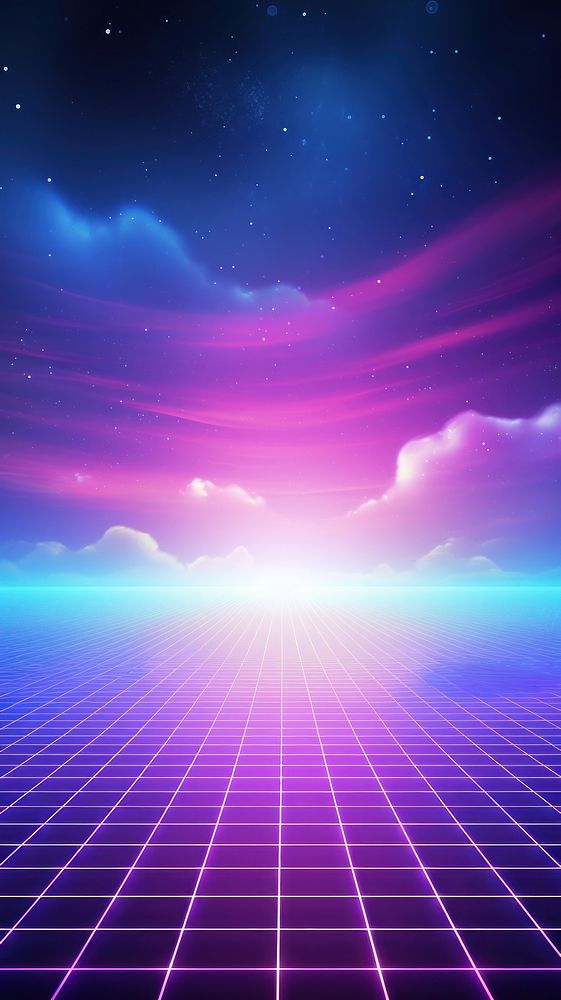 Retrowave sky outdoors nature night. | Premium Photo Illustration ...