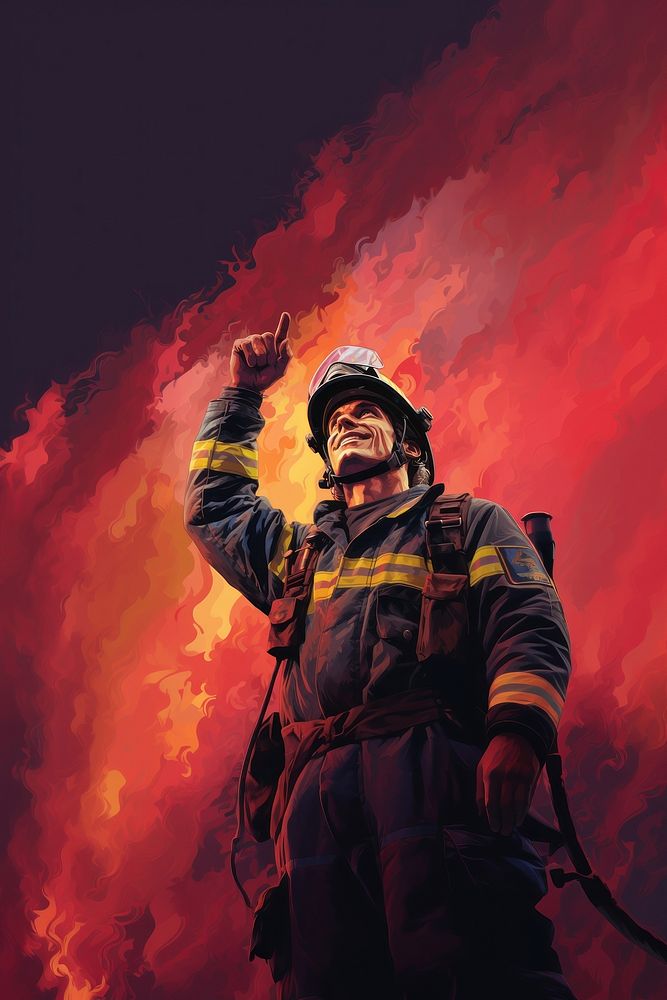 Firefighter pointing finger proudly standing | Premium Photo ...