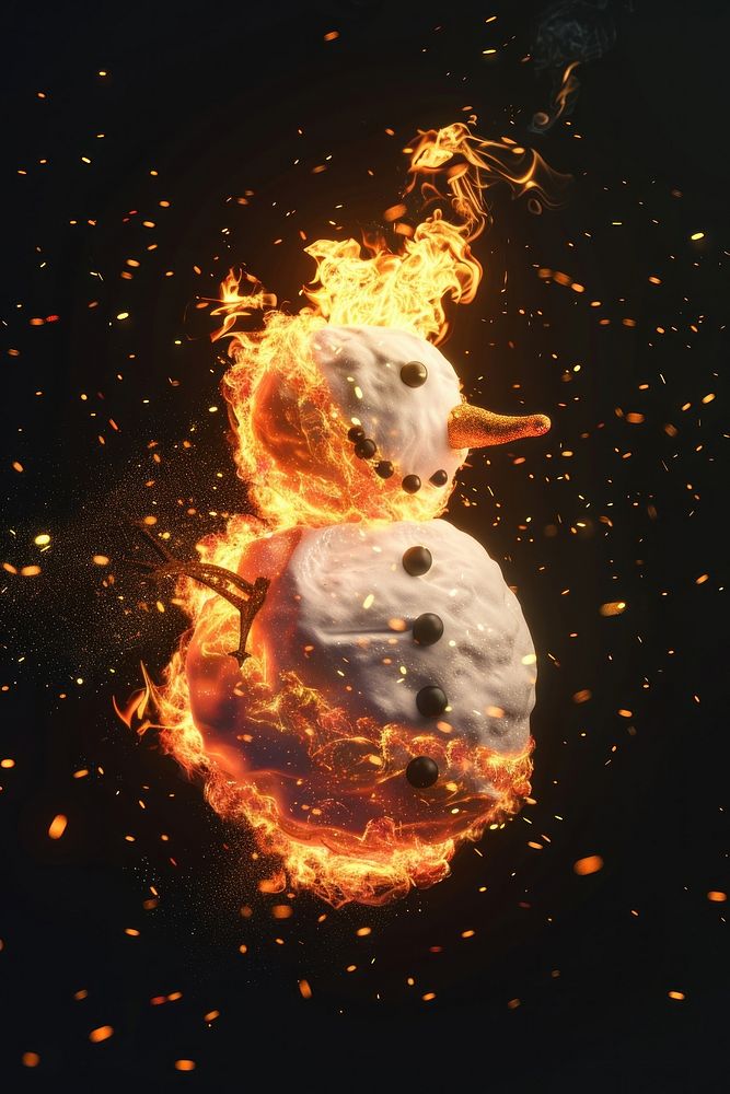 Snowman fire outdoors bonfire. | Free Photo Illustration - rawpixel