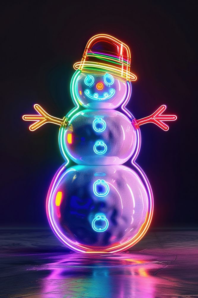 Snowman neon light representation. | Premium Photo Illustration - rawpixel