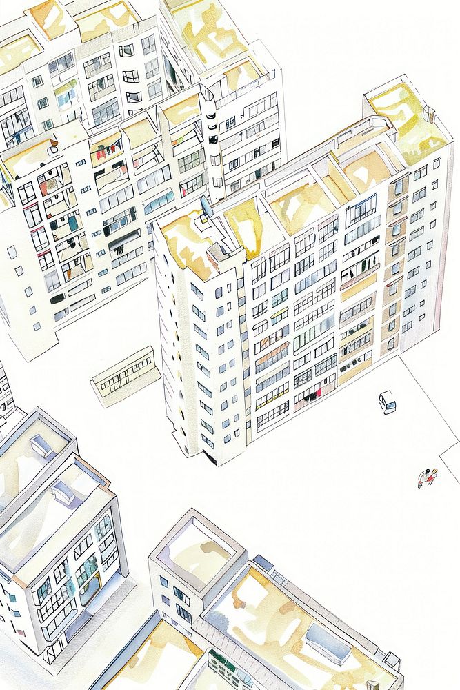 Illustration condominium architecture scoreboard building | Free Photo ...