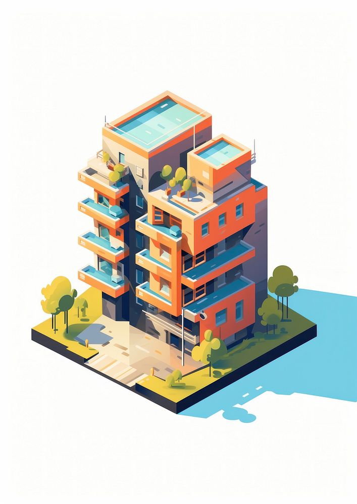 Illustration condominium architecture building housing. | Free Photo ...