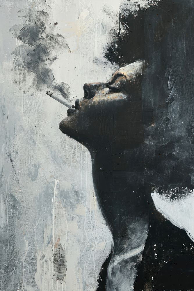 women luxury cigarette painting art | Free Photo Illustration - rawpixel