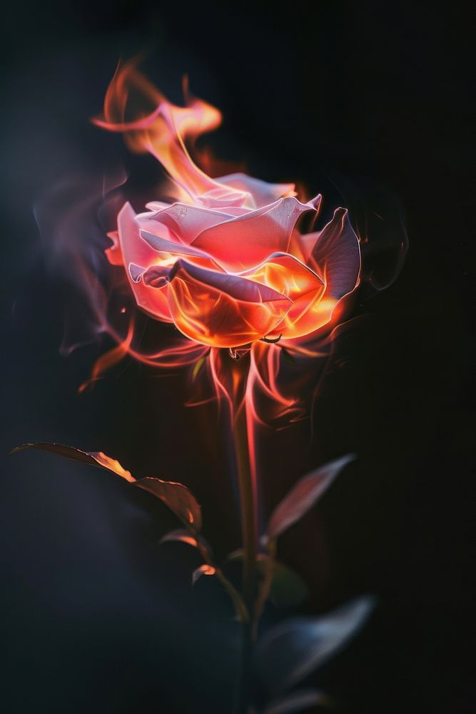 Rose fire flower plant pink. | Free Photo - rawpixel