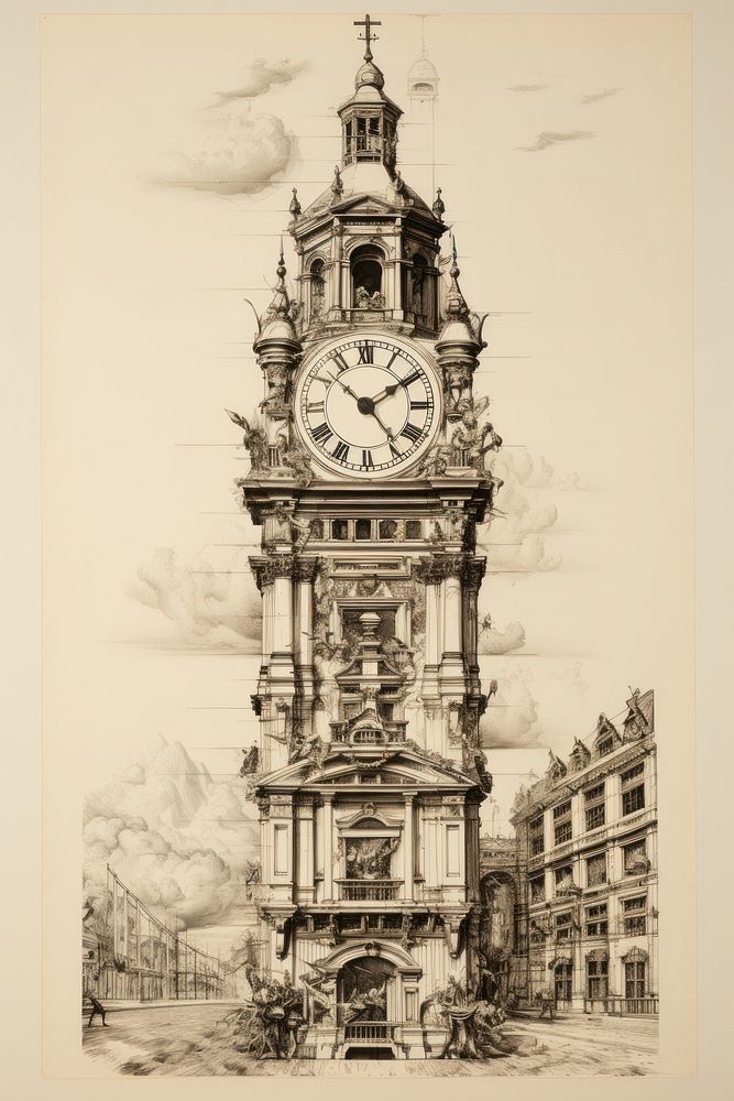 Clock tower architecture building person. | Free Photo Illustration ...