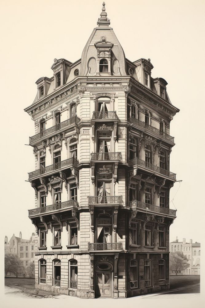 Corner bulding drawing architecture illustrated. | Free Photo ...