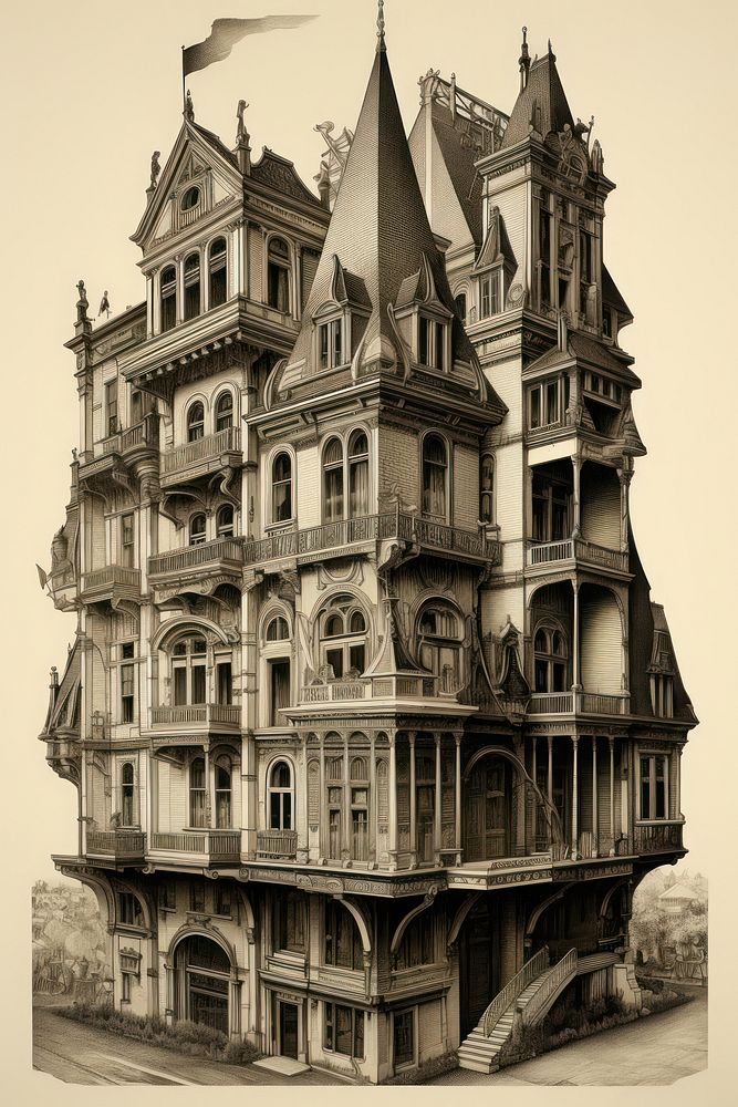 Corner bulding drawing architecture illustrated. | Free Photo ...