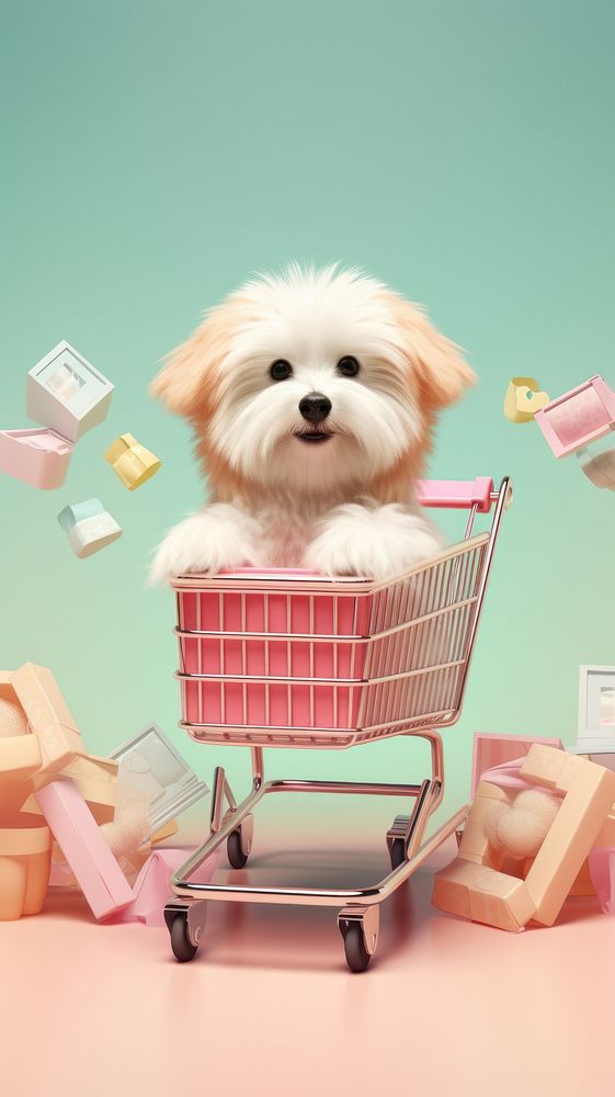 Dog shopping animal canine mammal. | Premium Photo Illustration - rawpixel