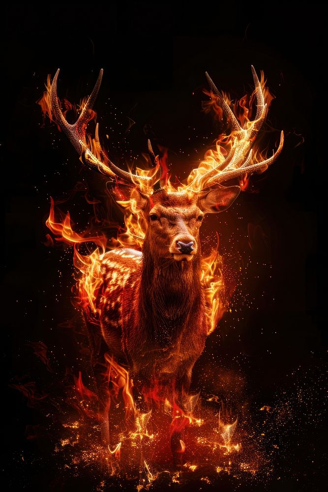 A deer flame fire wildlife. | Free Photo - rawpixel