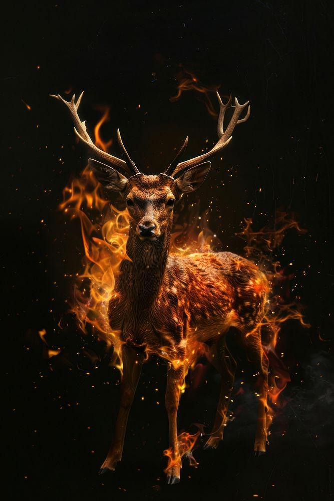 A deer flame fire wildlife. | Free Photo - rawpixel