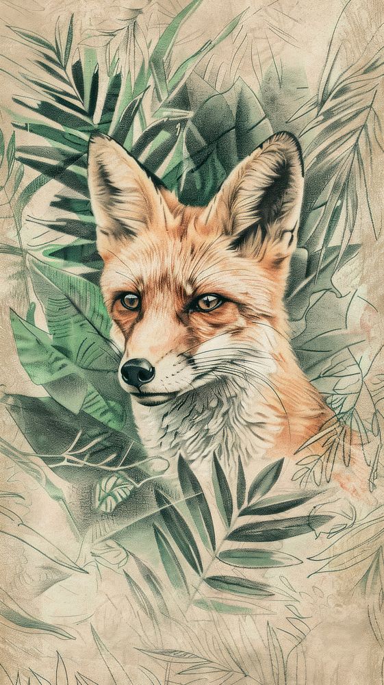 Wallpaper Fox fox wildlife drawing. | Premium Photo Illustration - rawpixel