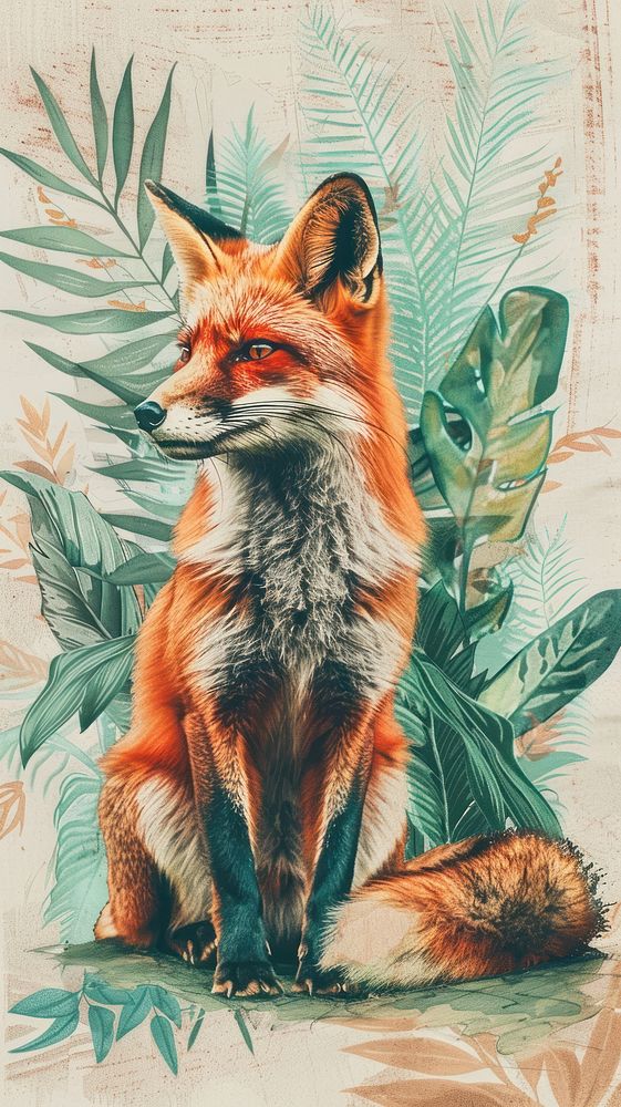 Wallpaper Fox fox wildlife drawing. | Free Photo Illustration - rawpixel