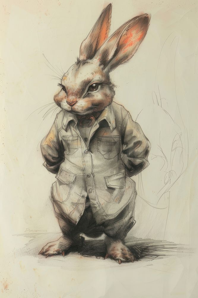 Easter bunny character drawing sketch | Free Photo Illustration - rawpixel