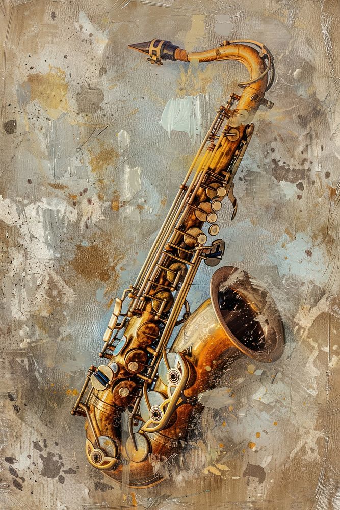 Close pale saxophone painting performance | Free Photo Illustration ...