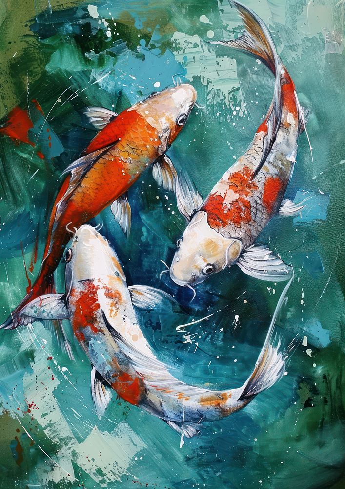 Three koi fish swimming animal | Premium Photo Illustration - rawpixel