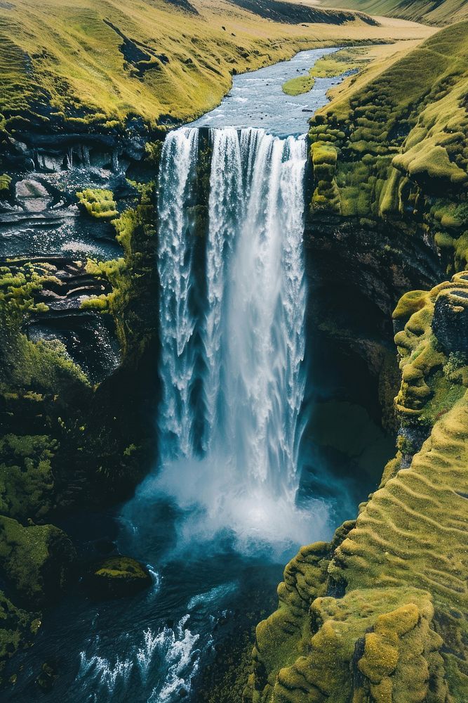 Aerial top view stunning waterfall | Premium Photo - rawpixel