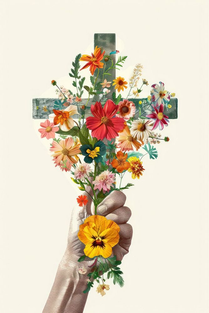 Flower Collage pastor flower cross | Free Photo Illustration - rawpixel