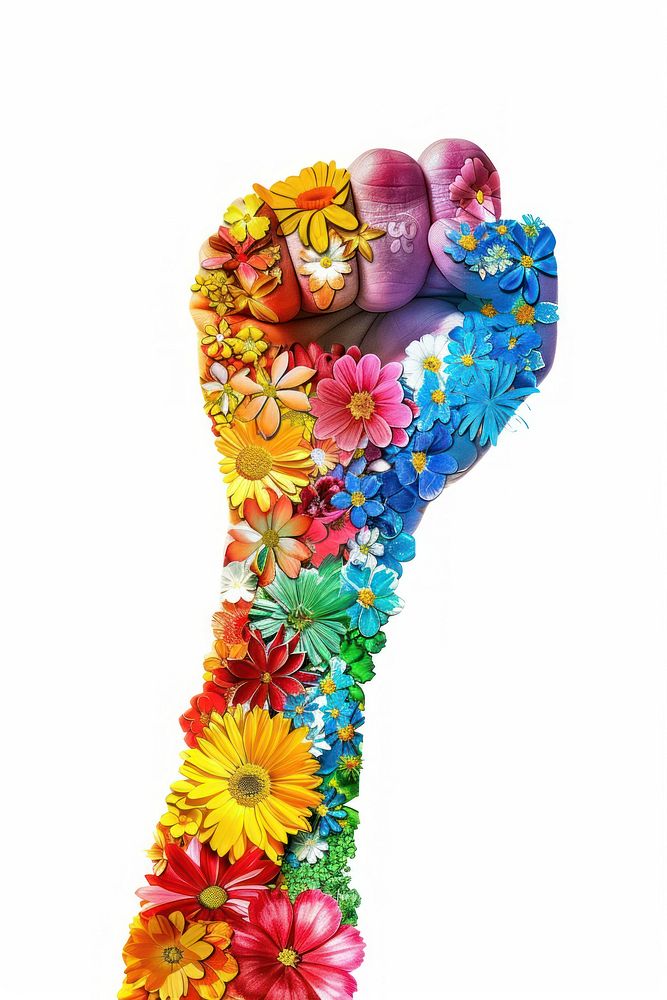 Lgbtq raising fist pattern flower | Premium Photo Illustration - rawpixel