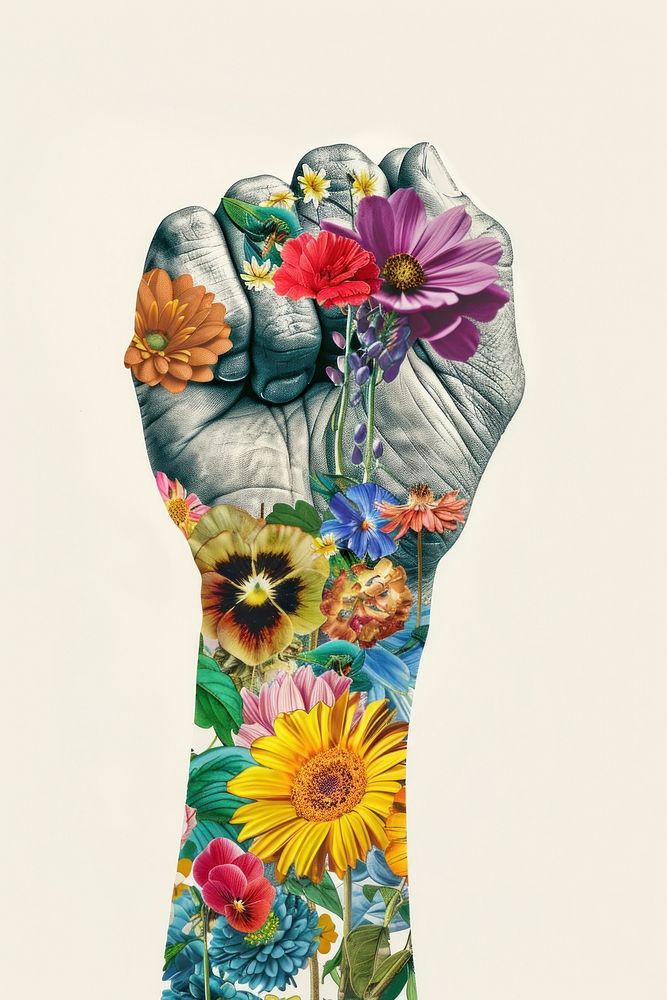 Man raising fist flower asteraceae | Premium Photo Illustration - rawpixel