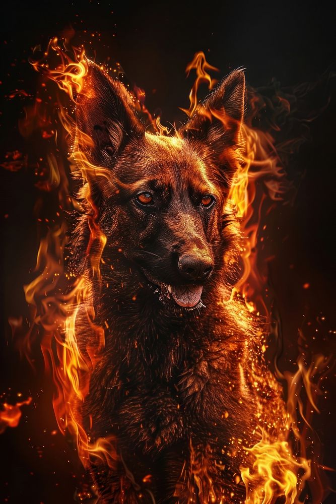 Dog flame fire bonfire | Free Photo - rawpixel