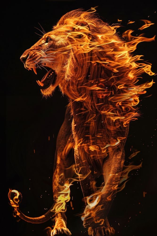 Lion flame fire wildlife. | Free Photo - rawpixel
