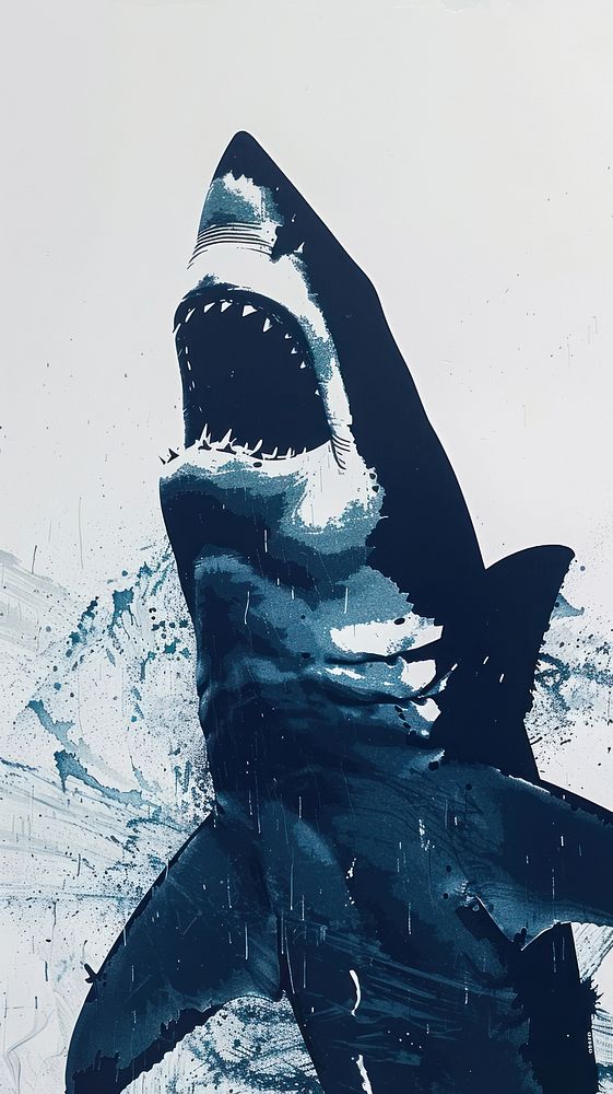 Silkscreen paper shark roar animal | Free Photo Illustration - rawpixel