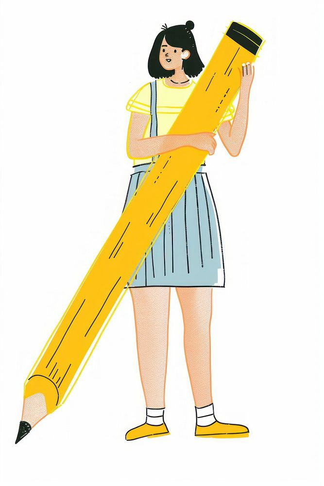 Woman holding large pencil person | Free Photo Illustration - rawpixel