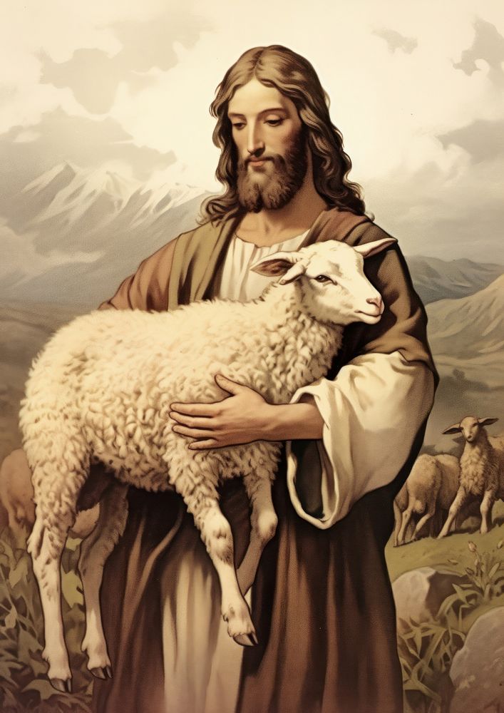 Jesus Christ sheep art photography. | Free Photo Illustration - rawpixel
