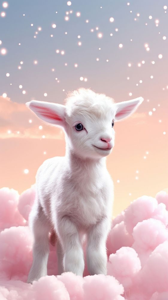 Baby goat dreamy wallpaper livestock | Free Photo Illustration - rawpixel