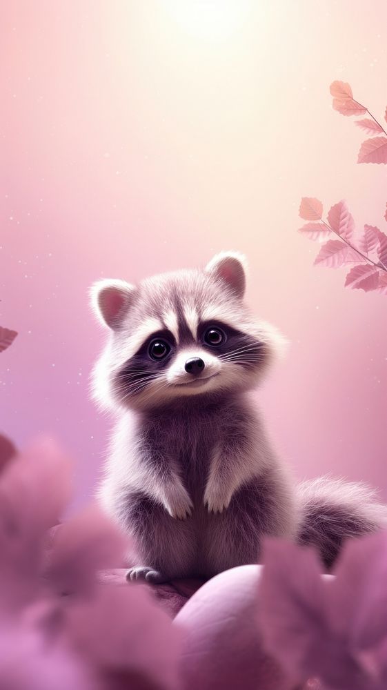 Raccoon dreamy wallpaper animal mammal | Free Photo Illustration - rawpixel
