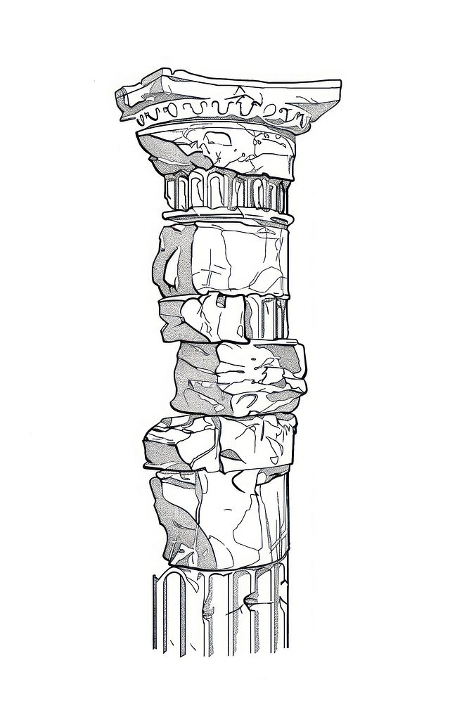 Pillar doodle architecture drawing sketch. | Premium Photo Illustration ...